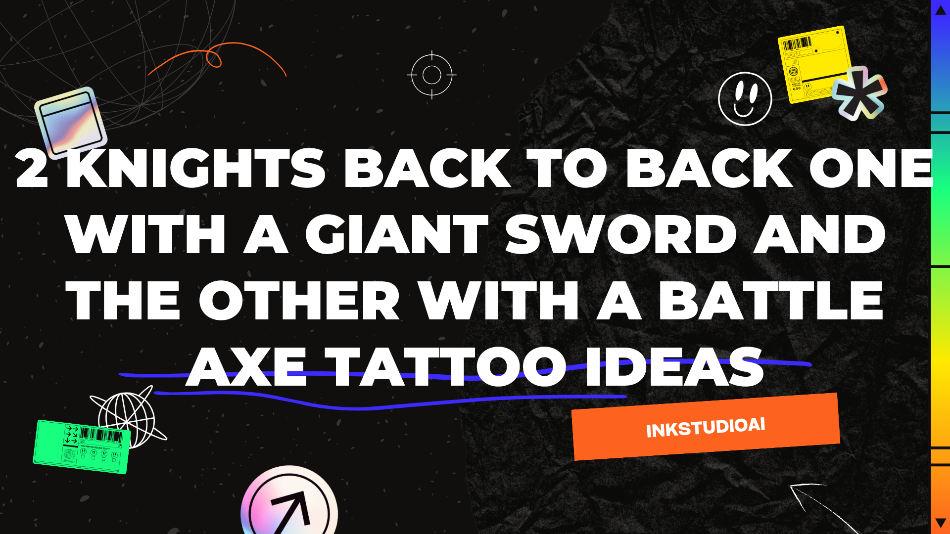 2 knights back to back one with a giant sword and the other with a ...