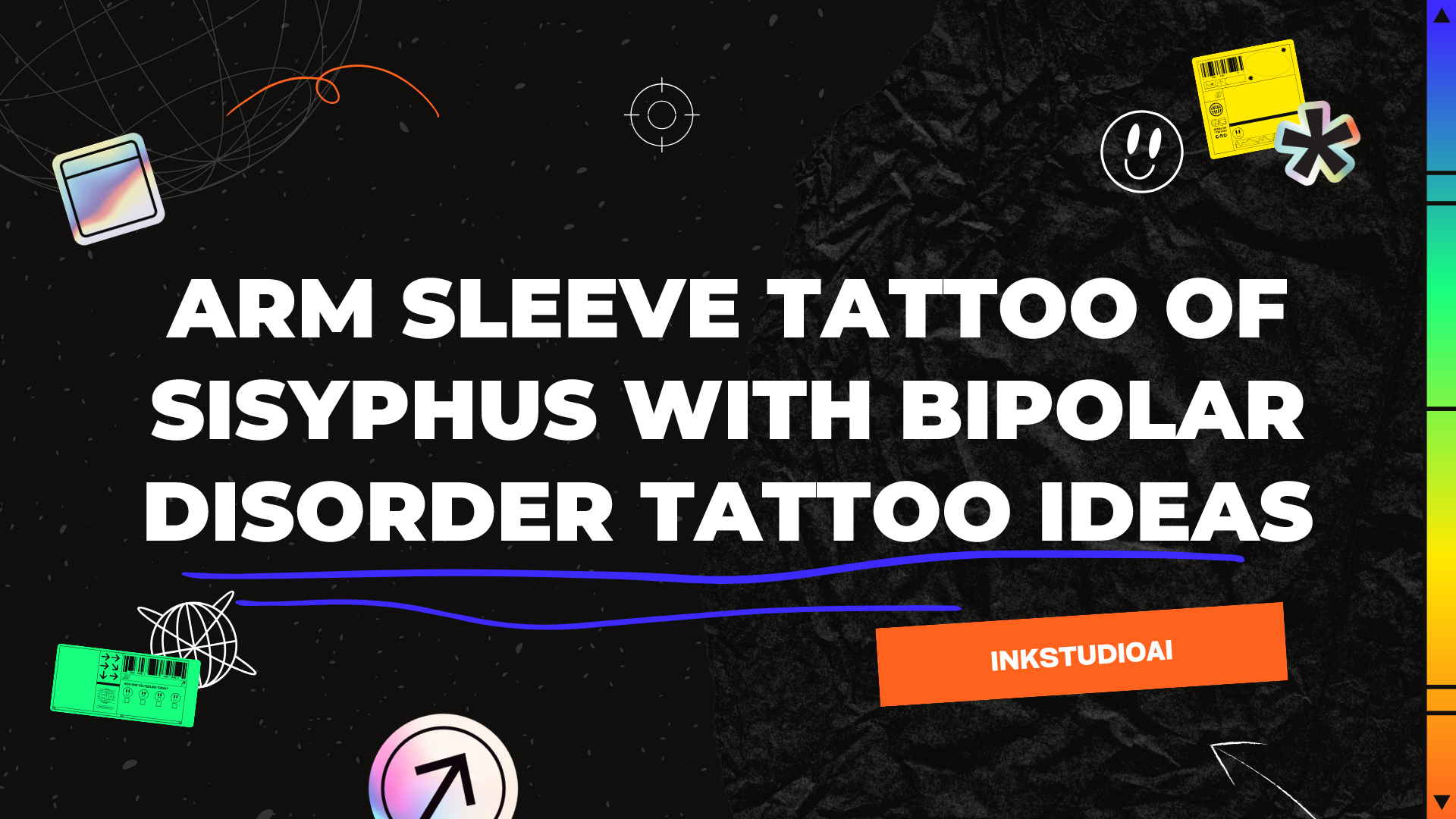 Arm sleeve tattoo of sisyphus with bipolar disorder tattoo idea - made ...