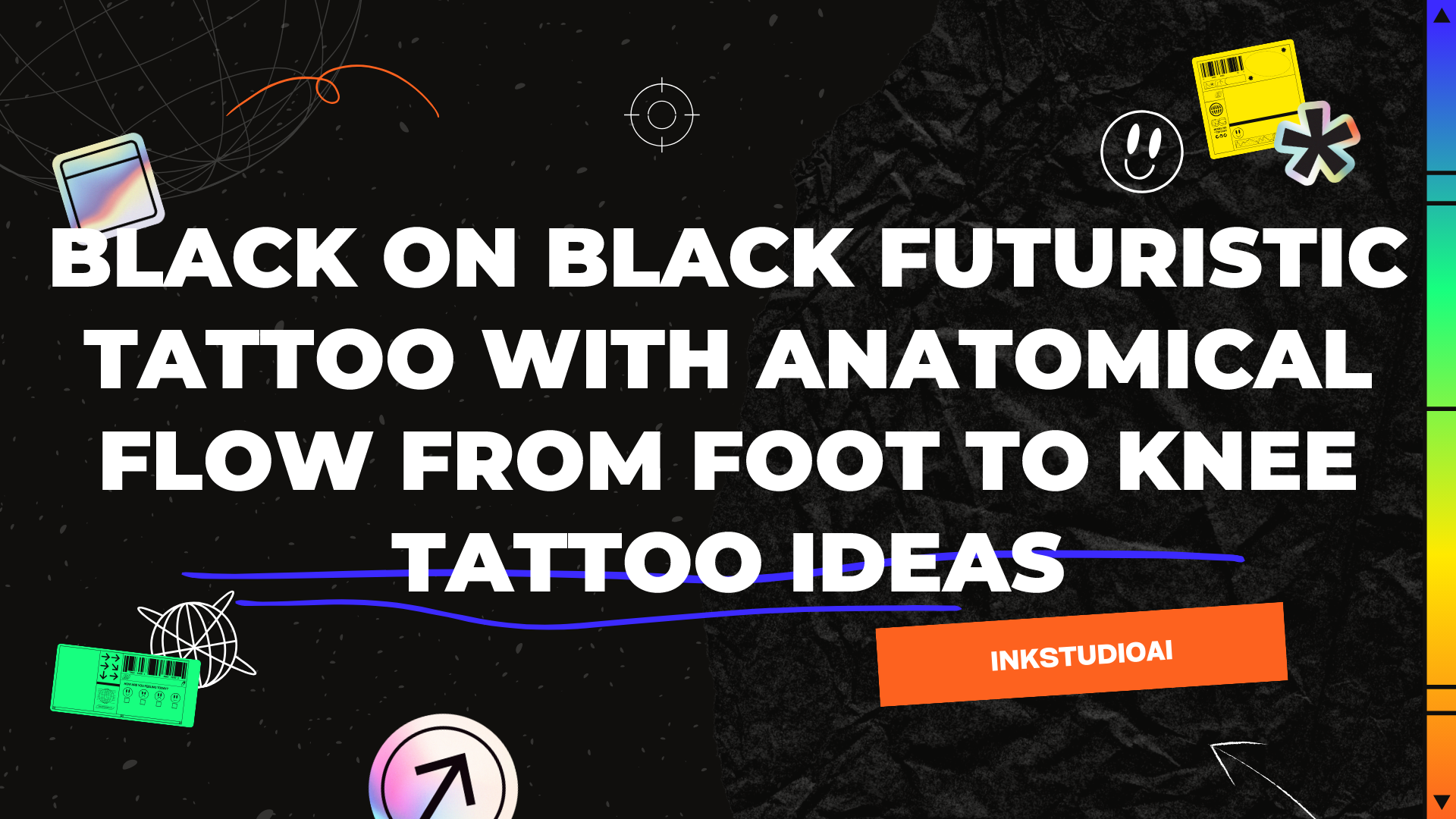 Black on black futuristic tattoo with anatomical flow from foot to knee ...