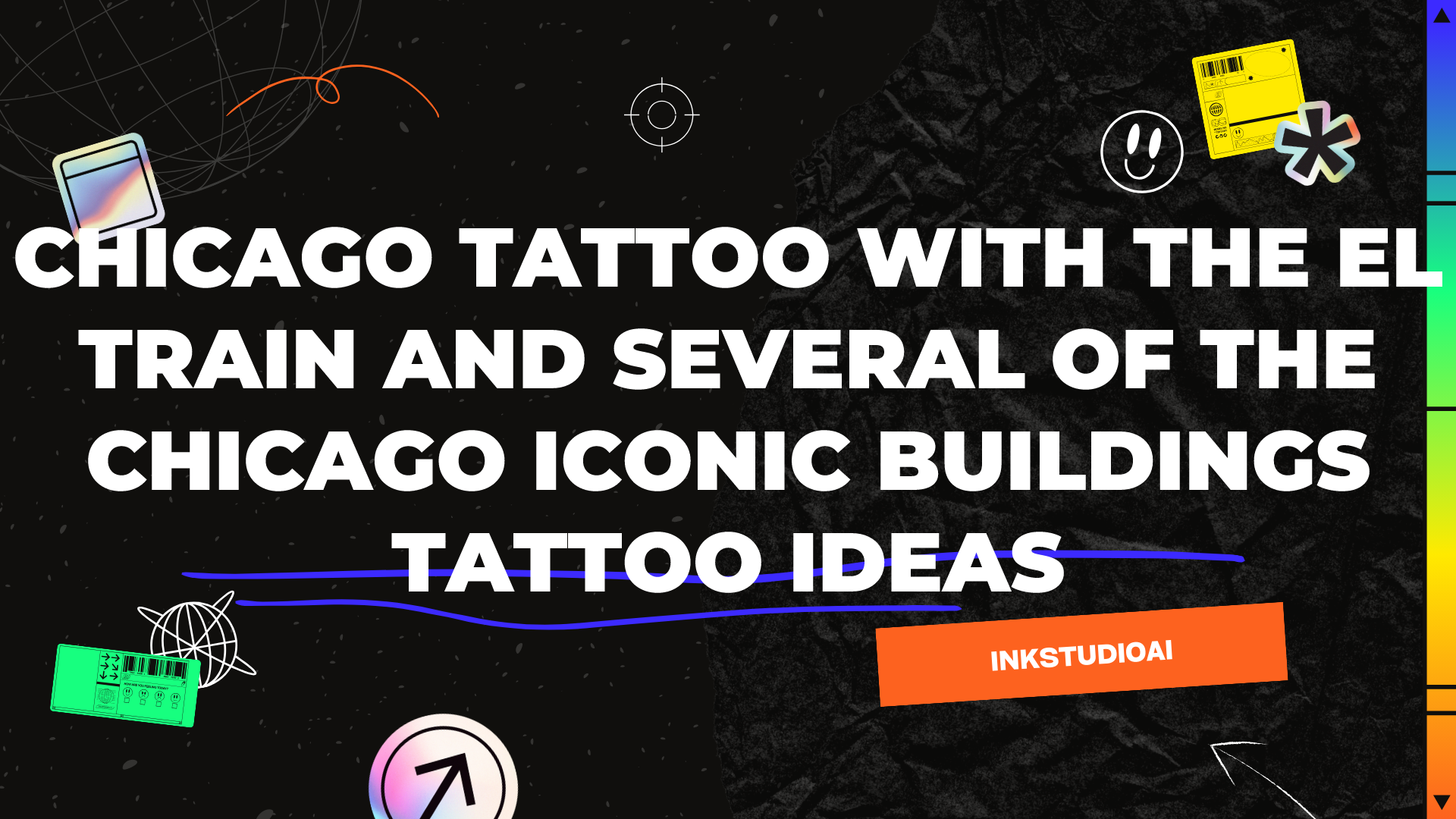 Chicago tattoo with the el train and several of the chicago iconic ...