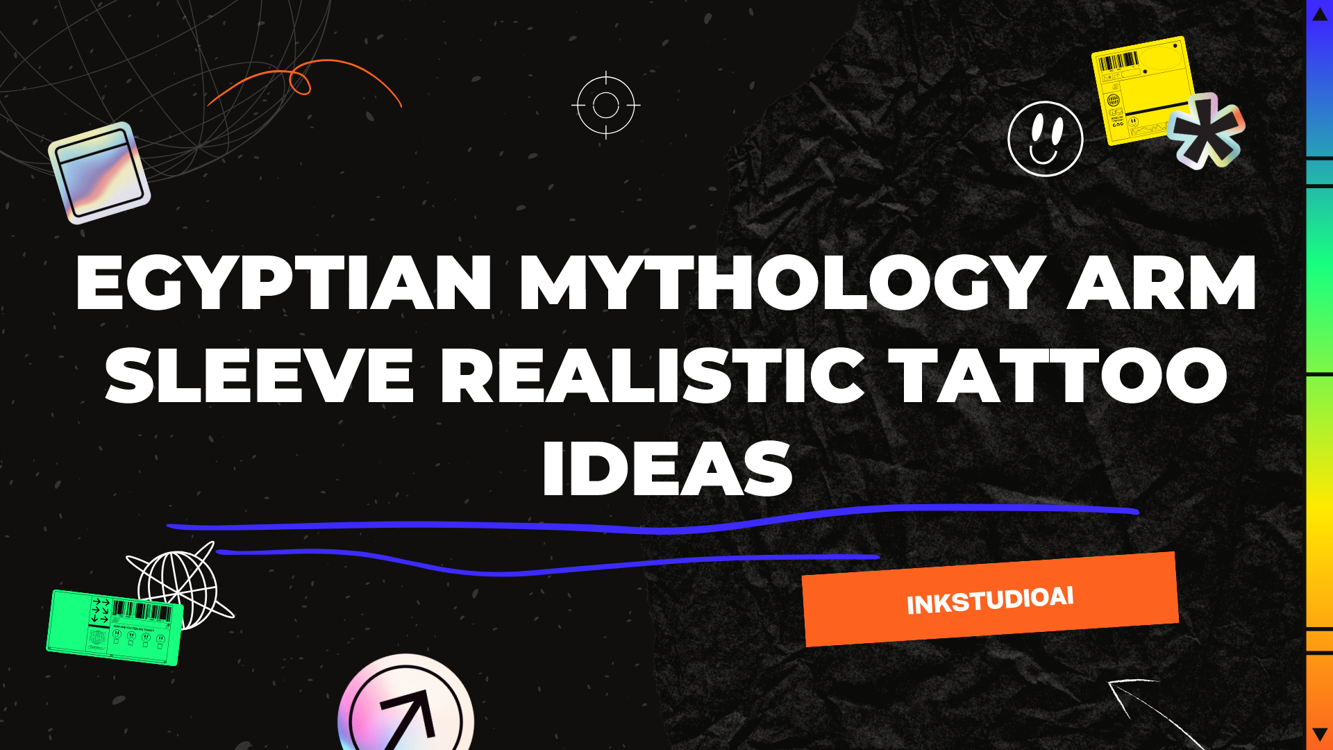 Egyptian mythology arm sleeve realistic tattoo idea - made by Ink Studio AI