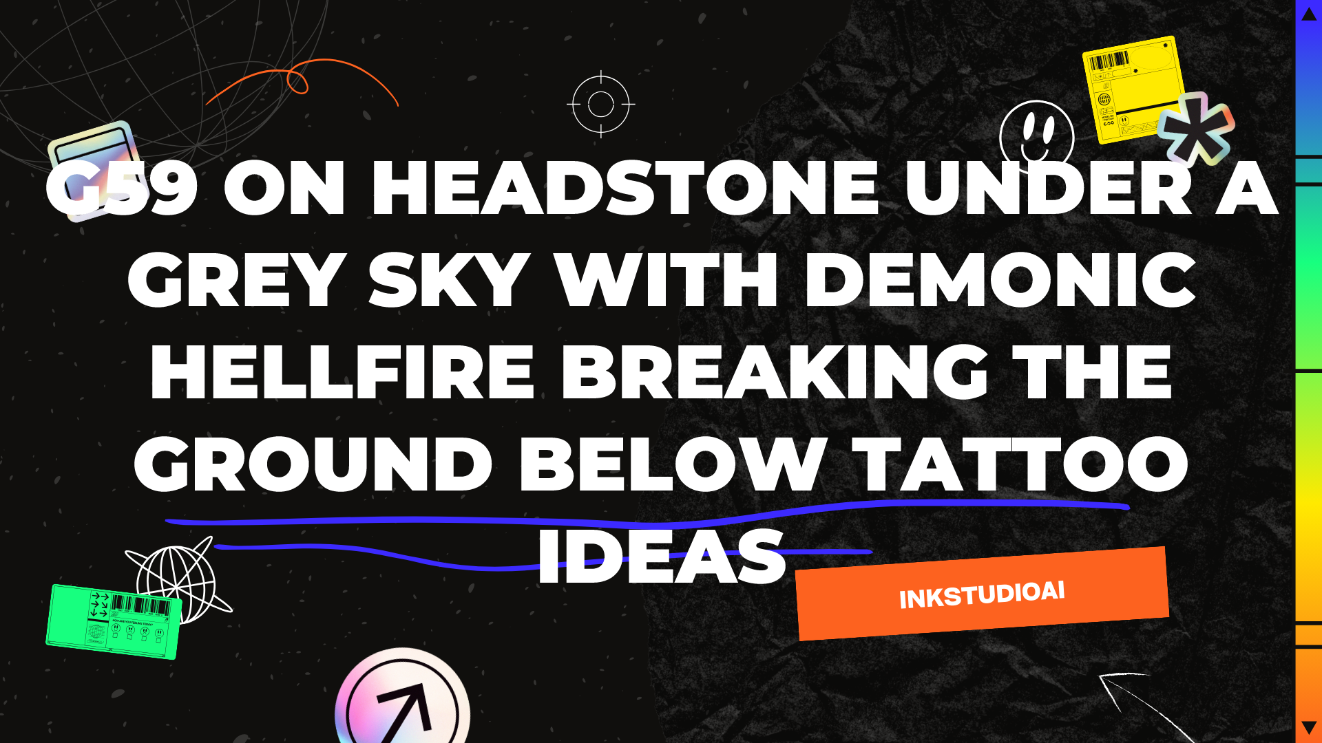 G59 on headstone under a grey sky with demonic hellfire breaking the ...