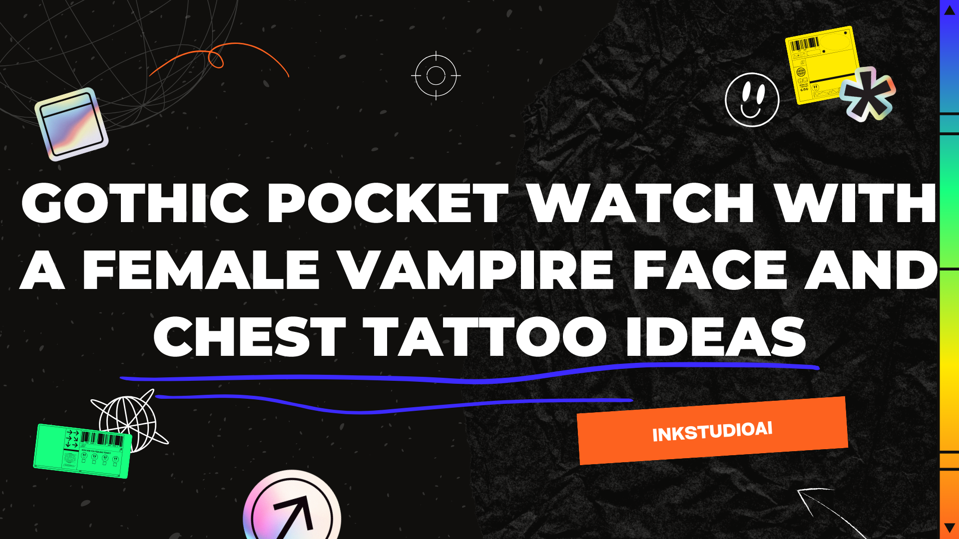Gothic pocket watch with a female vampire face and chest tattoo idea ...