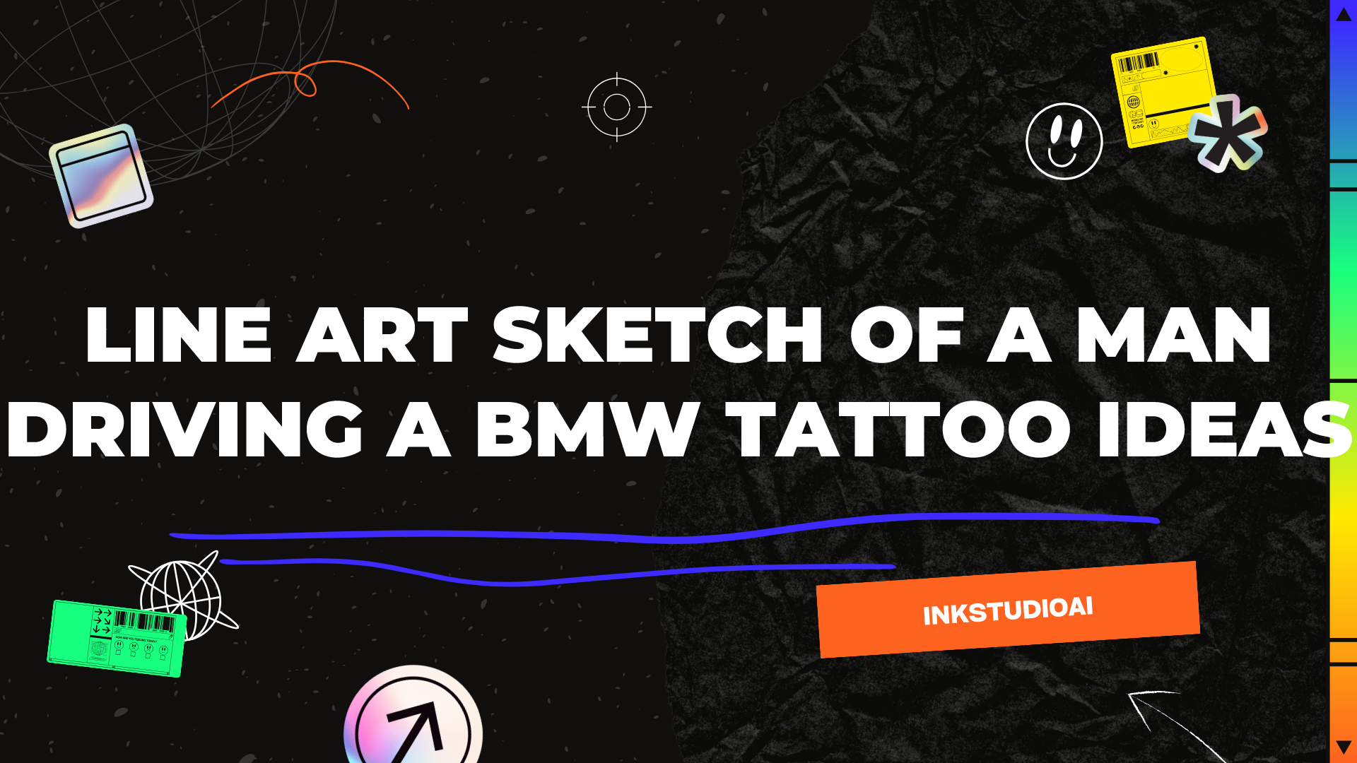 Line art sketch of a man driving a bmw tattoo idea - made by Ink Studio AI