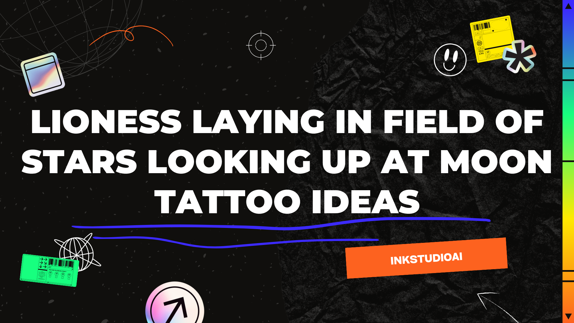 Lioness laying in field of stars looking up at moon tattoo idea - made ...
