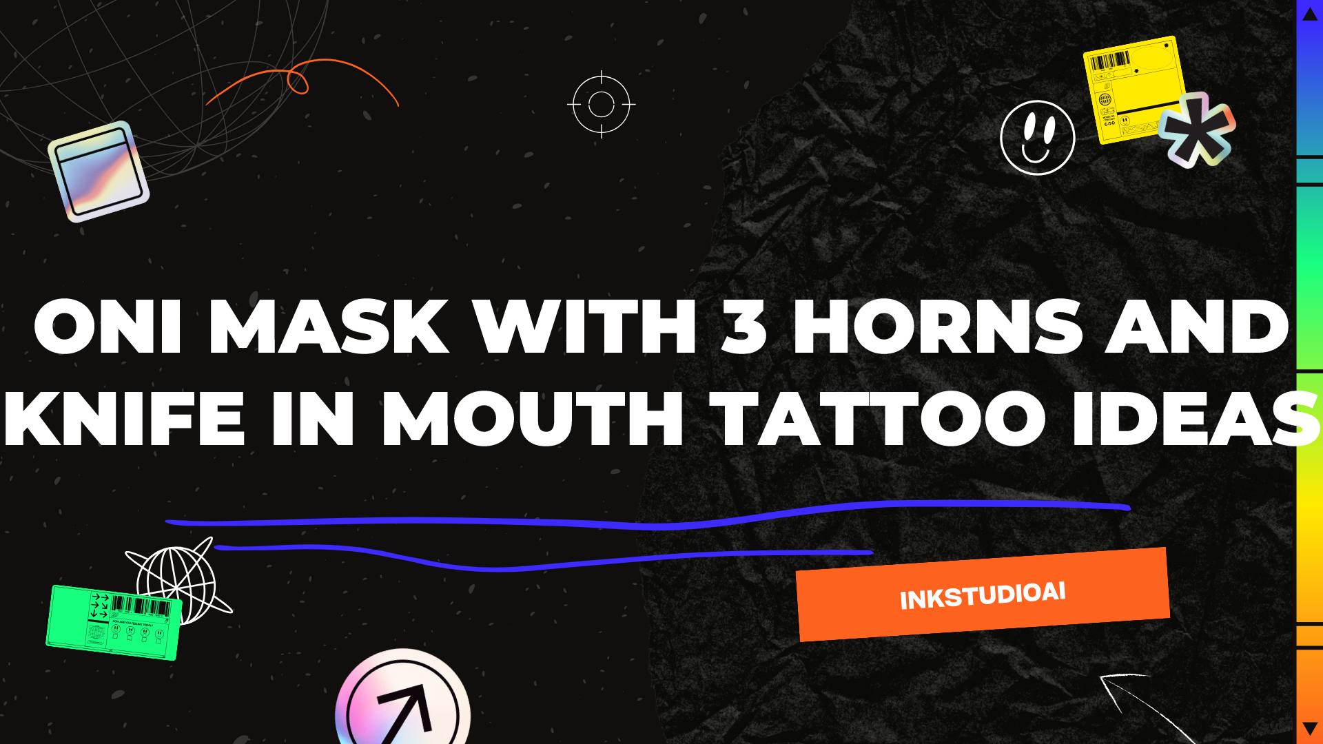 Oni mask with 3 horns and knife in mouth tattoo idea - made by Ink ...