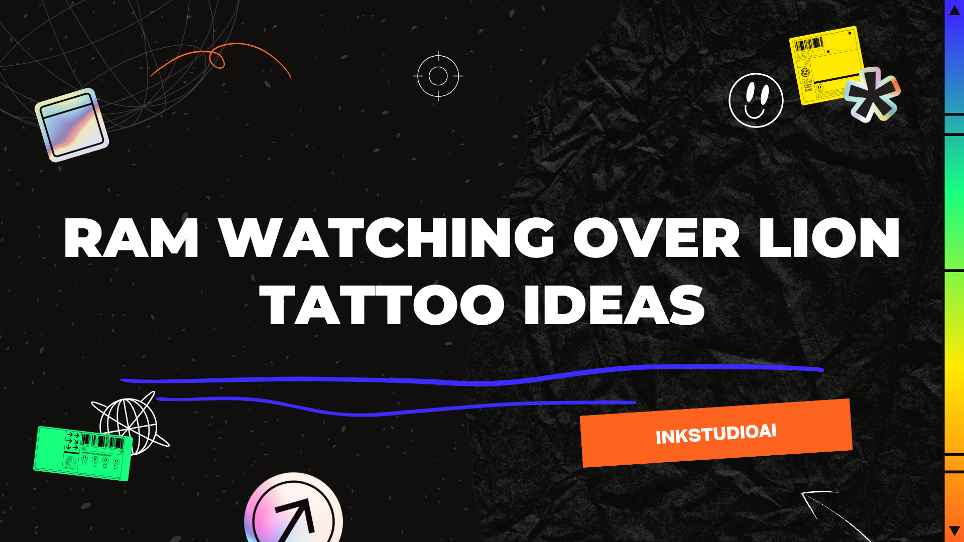 Ram watching over lion tattoo idea - made by Ink Studio AI