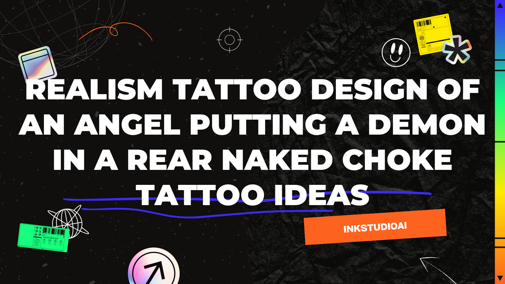 Realism tattoo design of an angel putting a demon in a rear naked choke ...