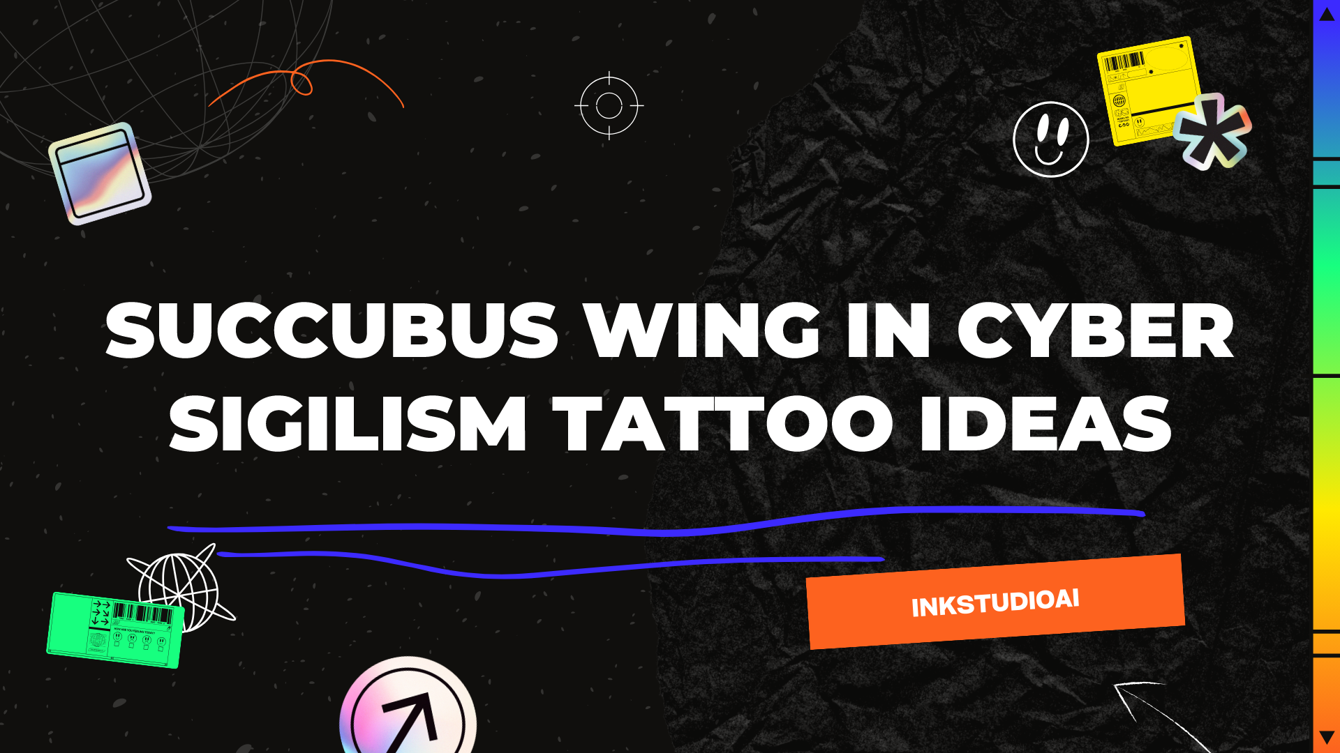 Succubus wing in cyber sigilism tattoo idea - made by Ink Studio AI